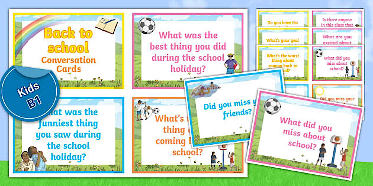 Back to School ESL Conversation Cards [Kids, B1] - Twinkl
