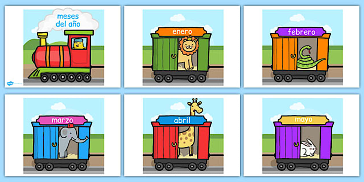 meses del año on an A4 Train Spanish - Twinkl
