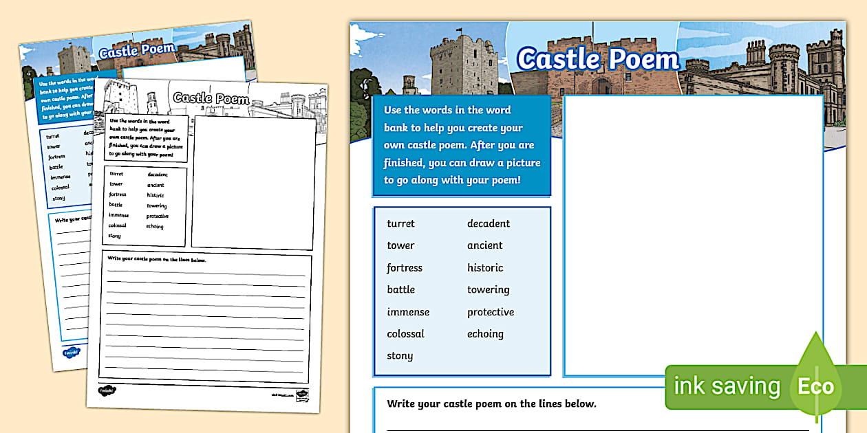 Castle Poem Writing Template (teacher made) - Twinkl