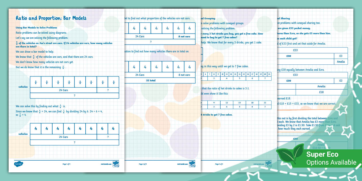 Ratio and Proportion: Bar Models and Unequal Sharing/Grouping (Ages 10 ...