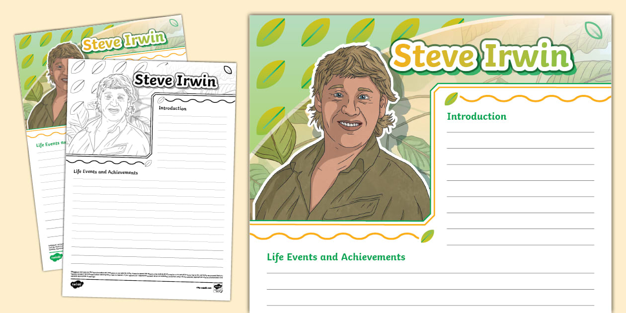 KS2 Steve Irwin Biography Template (teacher made) - Twinkl