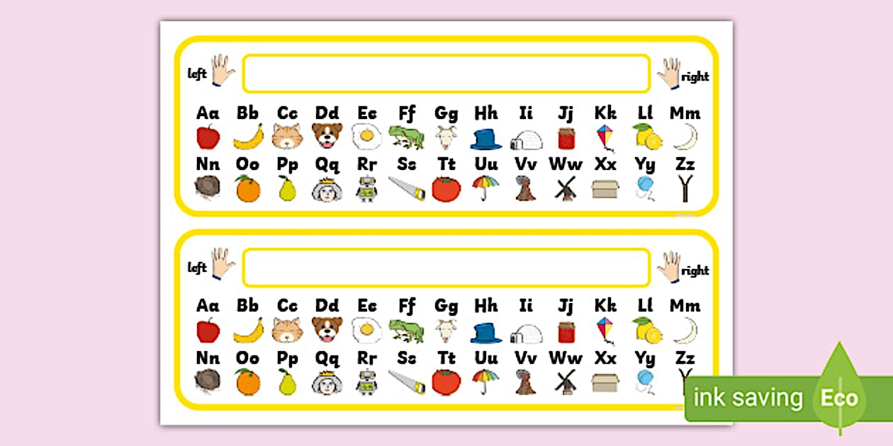 Editable Alphabet Desk Strip With Pictures - Twinkl