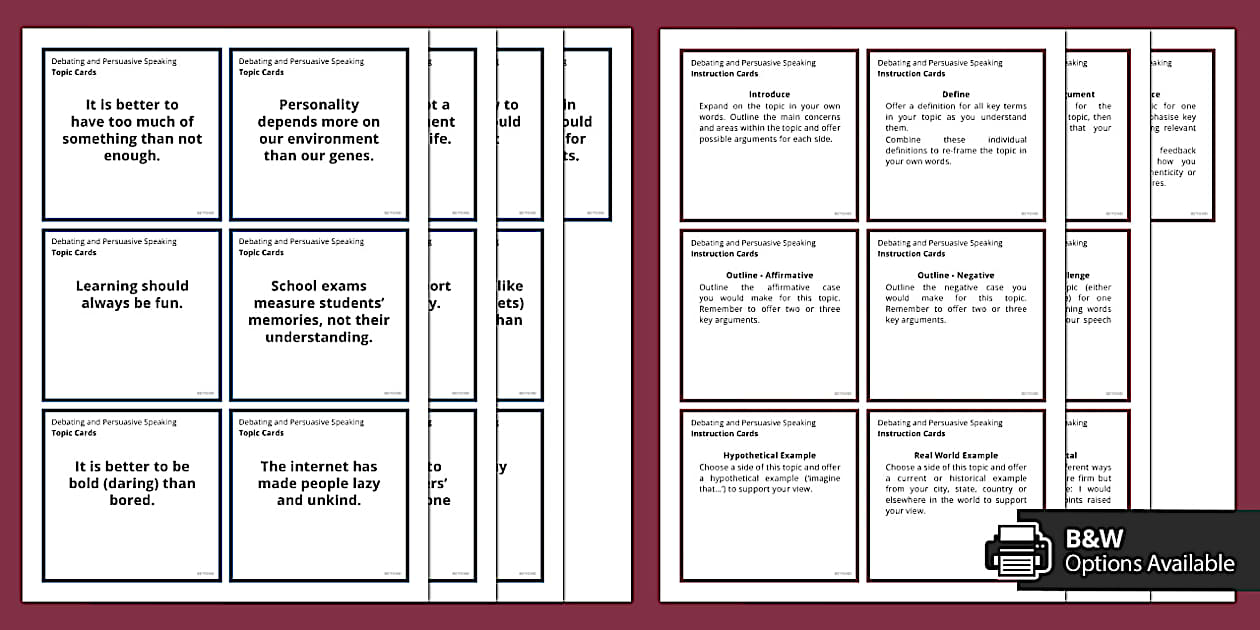Debating and Persuasive Speaking Cards (Teacher-Made)