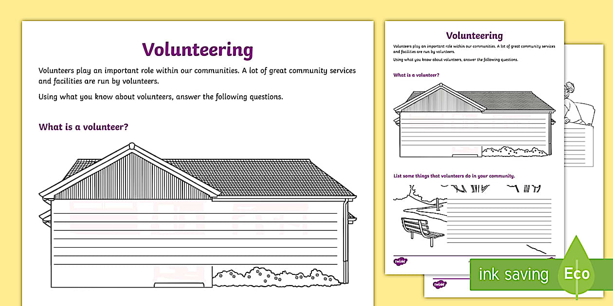 Volunteering Worksheet (teacher made) - Twinkl