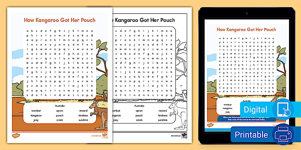 Tales From Around the World: How Kangaroo Got Her Pouch Word Search