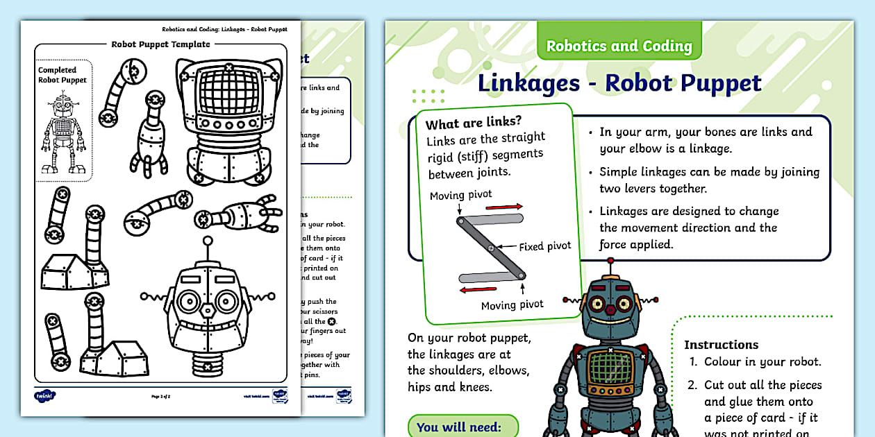 Robotics and Coding: Linkages - Robot Puppet - Twinkl