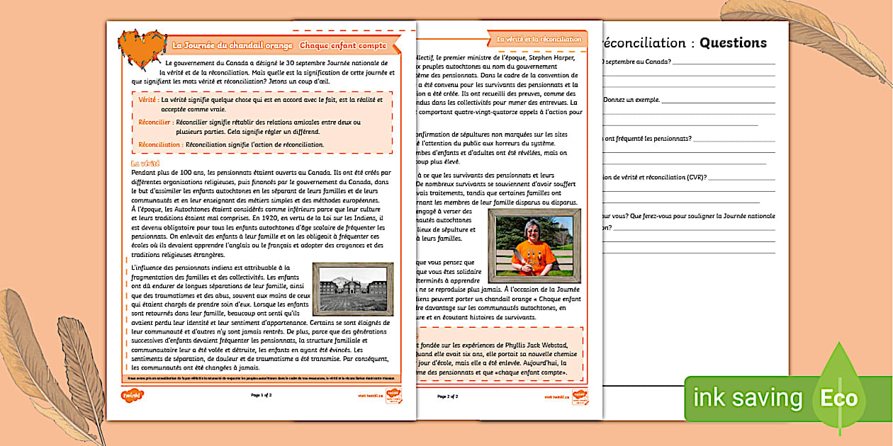 FREE Truth & Reconciliation in French | Reading Comp