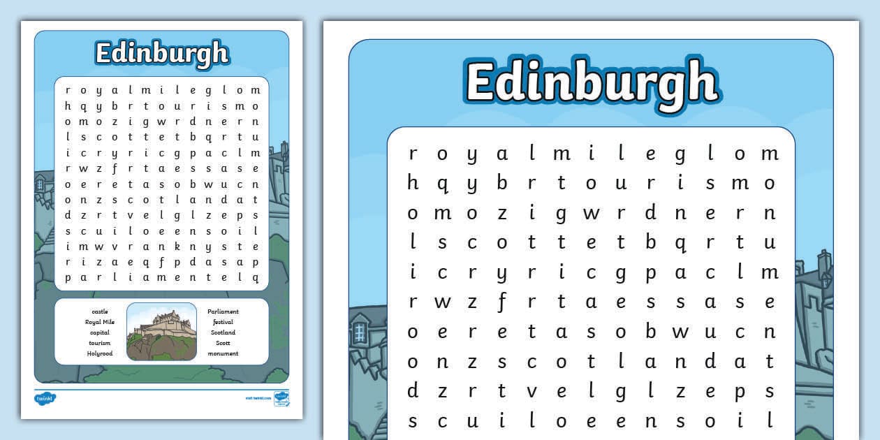 Edinburgh Word Search (Teacher-Made) - Twinkl