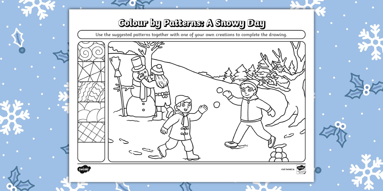 Snowy Day Colour with Patterns Activity (teacher made)