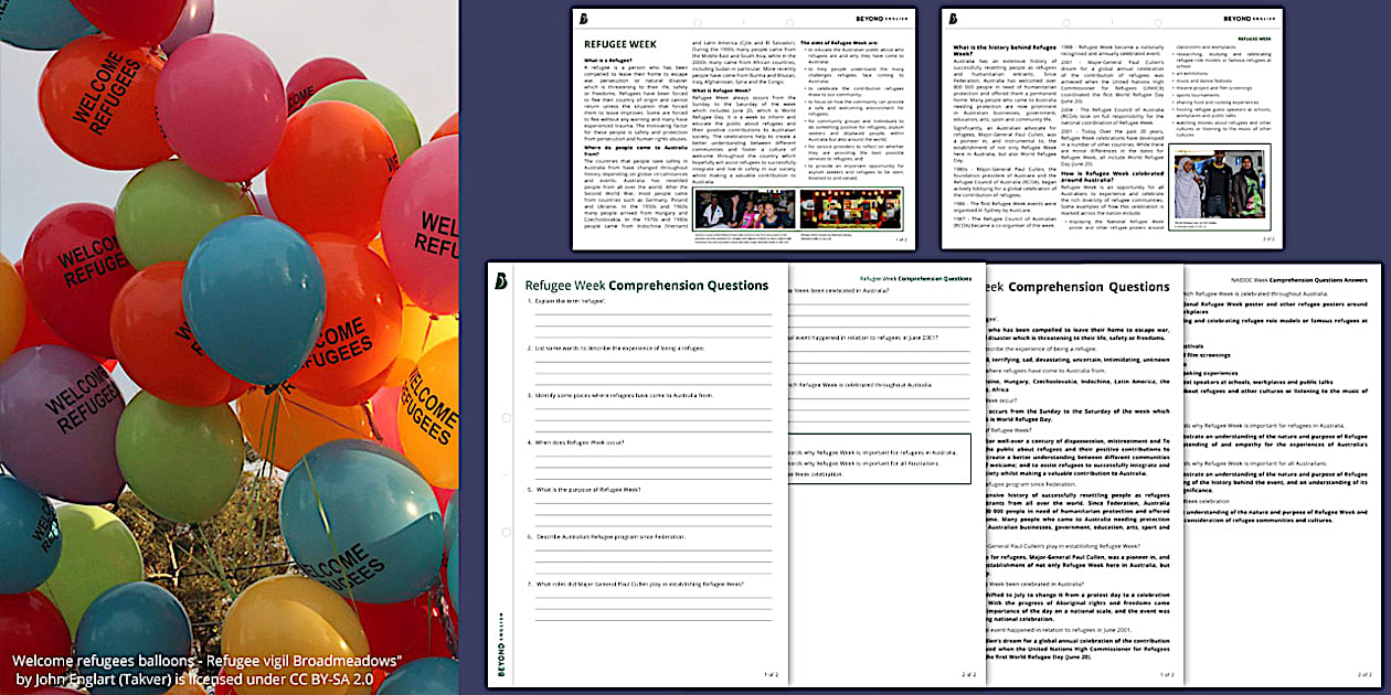 Refugee Week Year 7 - Year 10 Reading Comprehension - Twinkl
