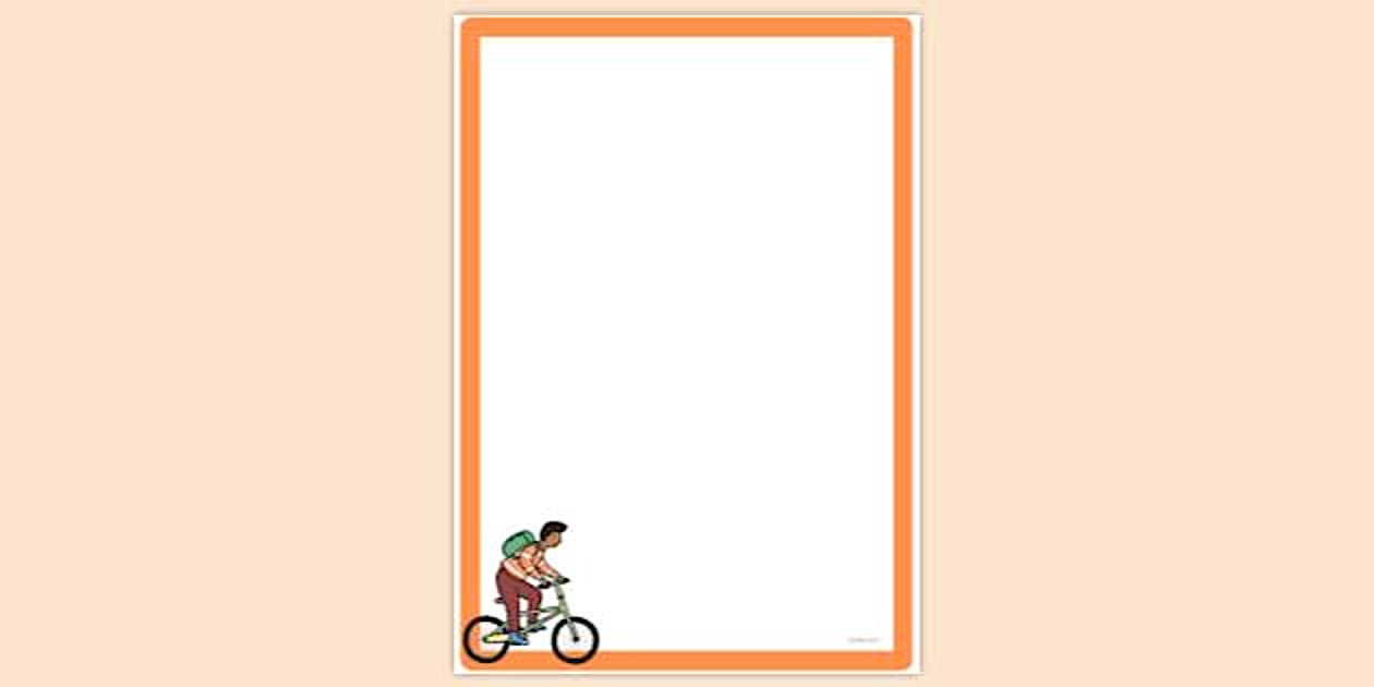 Simple Blank Child On A Bike Page Border | Twinkl - Twinkl
