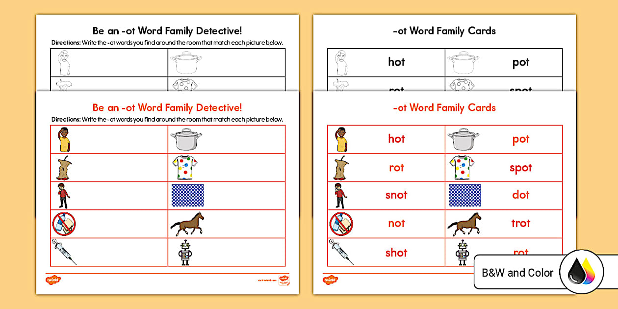 -ot Word Family Read and Write the Room Worksheet - Twinkl