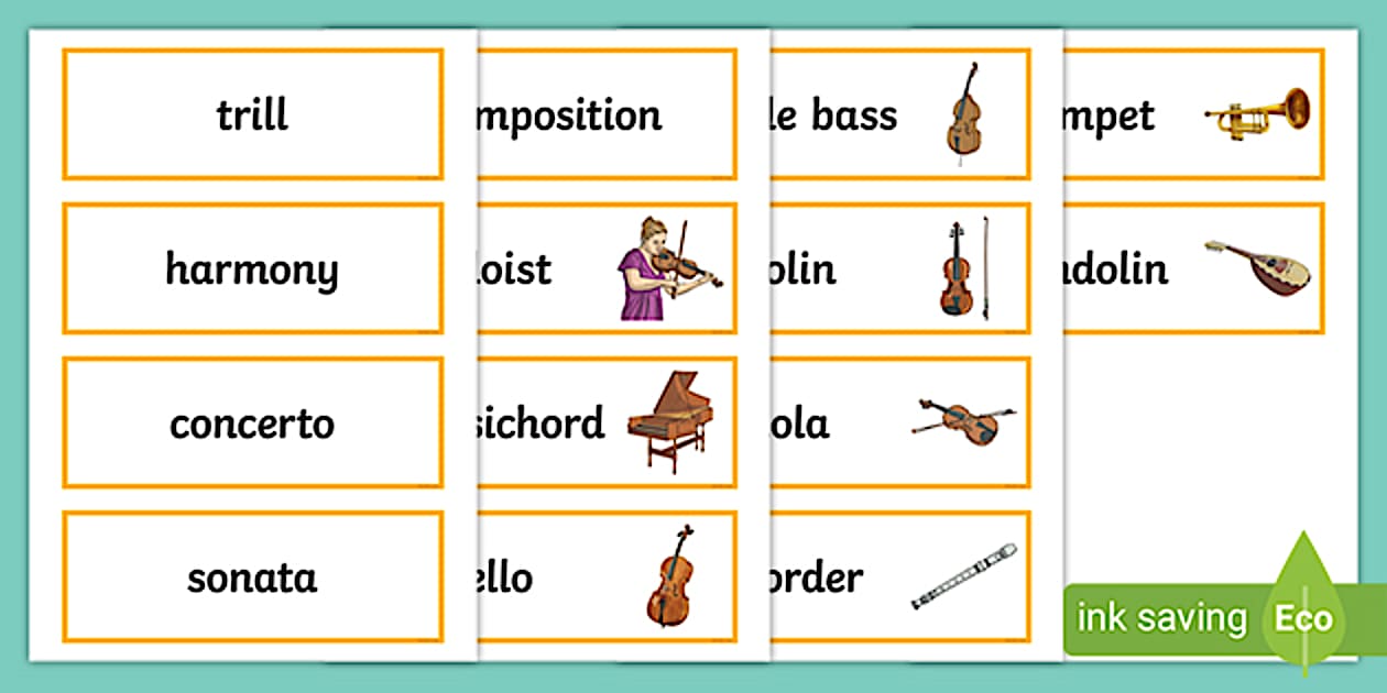 Baroque Period Music Further Word Cards