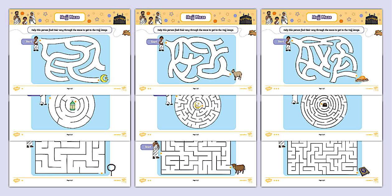 Hajj Maze - Differentiated Activity Sheets (teacher made)