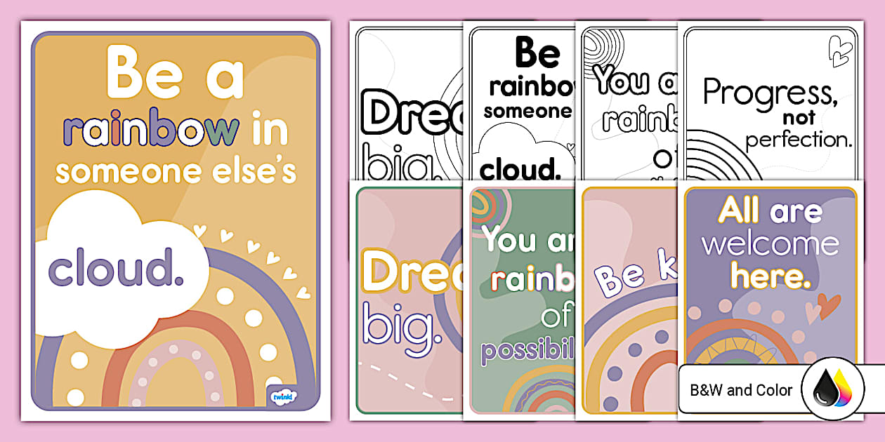 Muted Rainbows Theme Posters (teacher made) - Twinkl