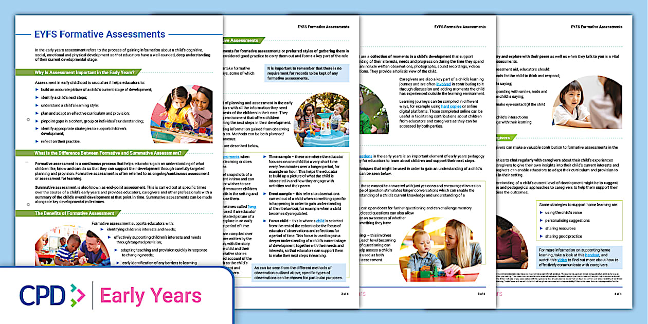 EYFS Formative Assessments | Handout (Hecho por educadores)