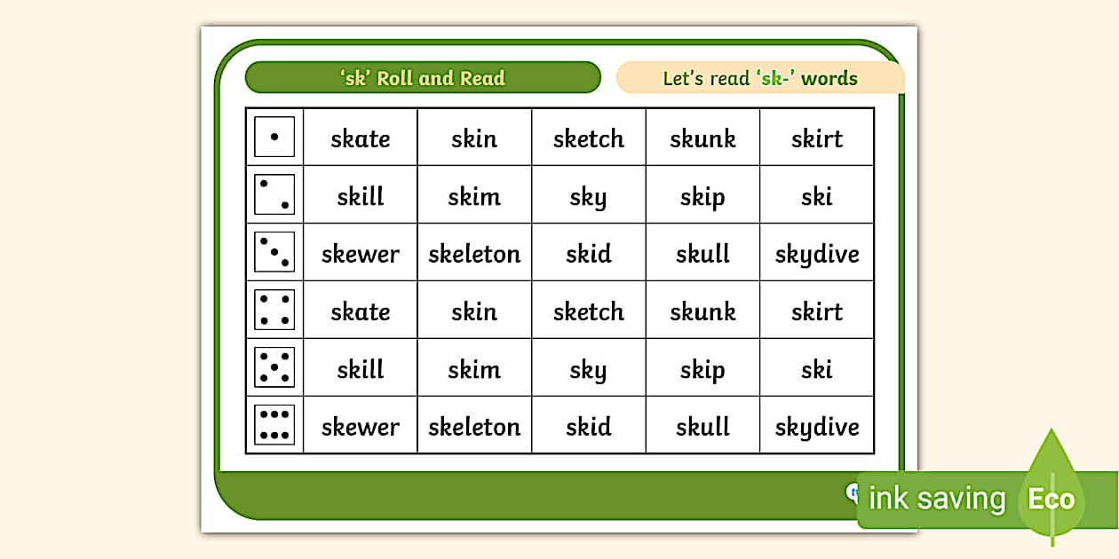 'sk' Roll and Read Board Game (teacher made) - Twinkl