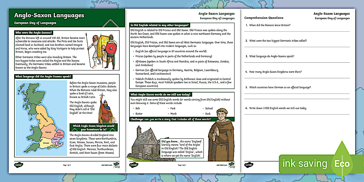 Anglo-Saxon Languages - European Day of Languages | Twinkl