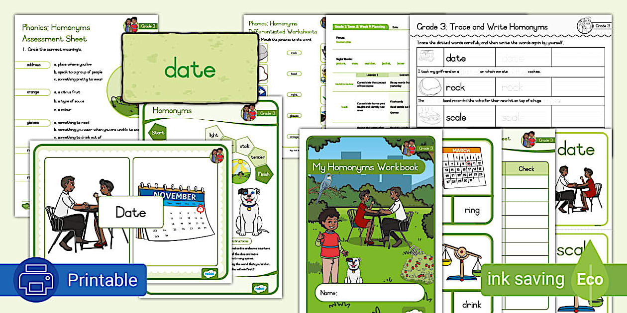 Grade 3 Phonics Pack Homonyms (teacher made) - Twinkl