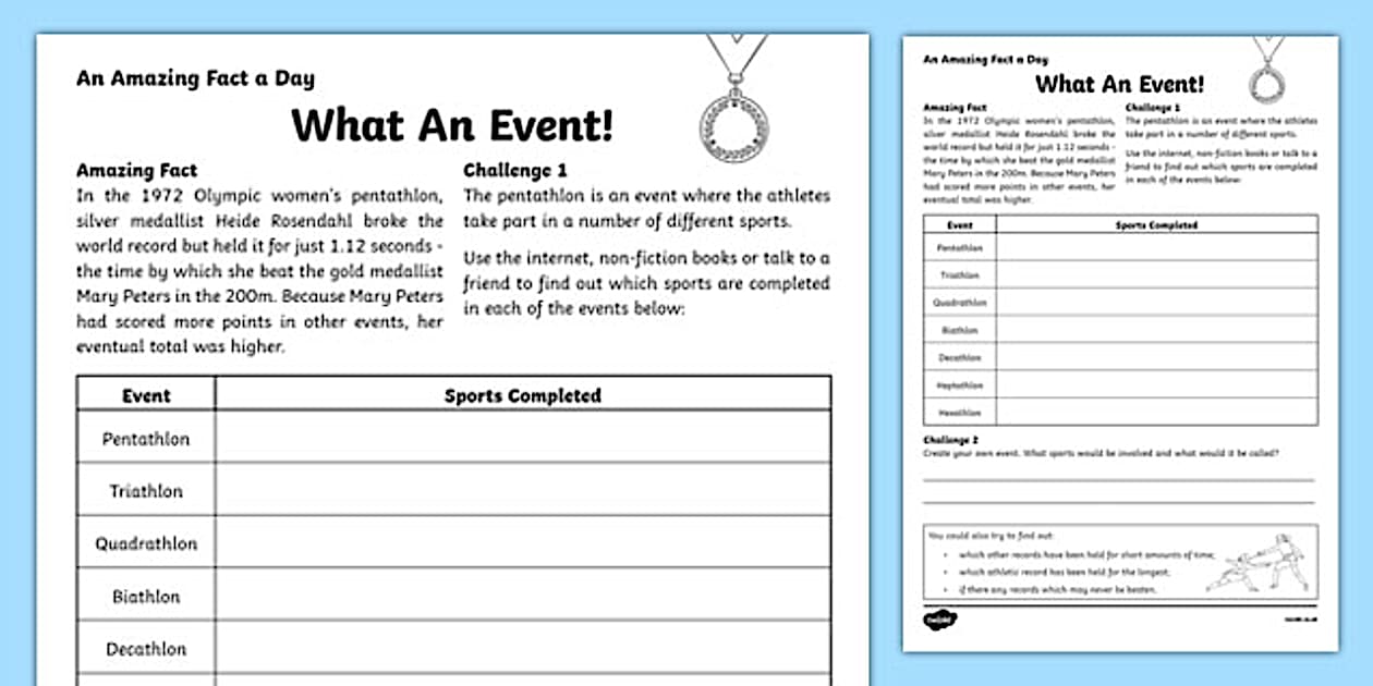 What An Event! Worksheet / Worksheet, worksheet - Twinkl