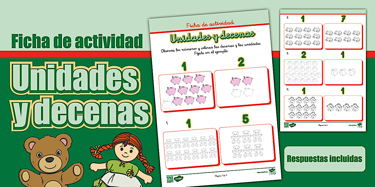 Ficha de actividad: Unidades y decenas - Matemáticas de 1º de Primaria