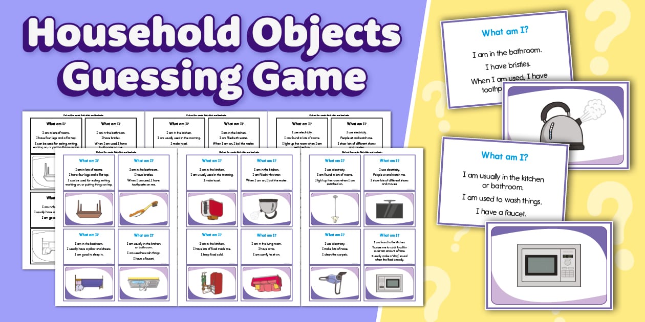 What Am I? Household Objects Guessing Cards Game for K-2nd