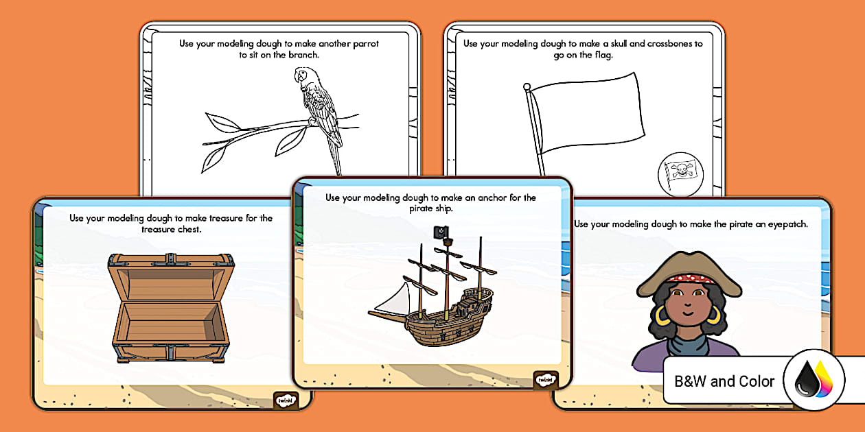 Pirates Modeling Dough Mats (teacher made) - Twinkl