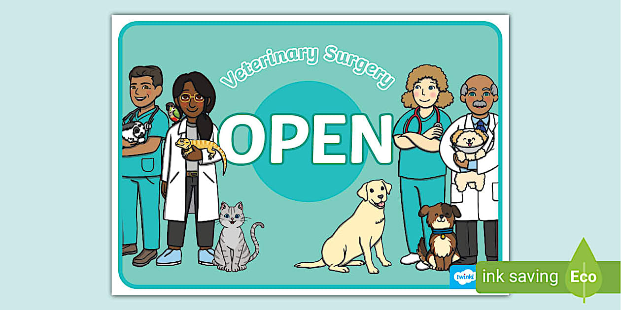 Editable Vets Surgery Open Sign (teacher made) - Twinkl