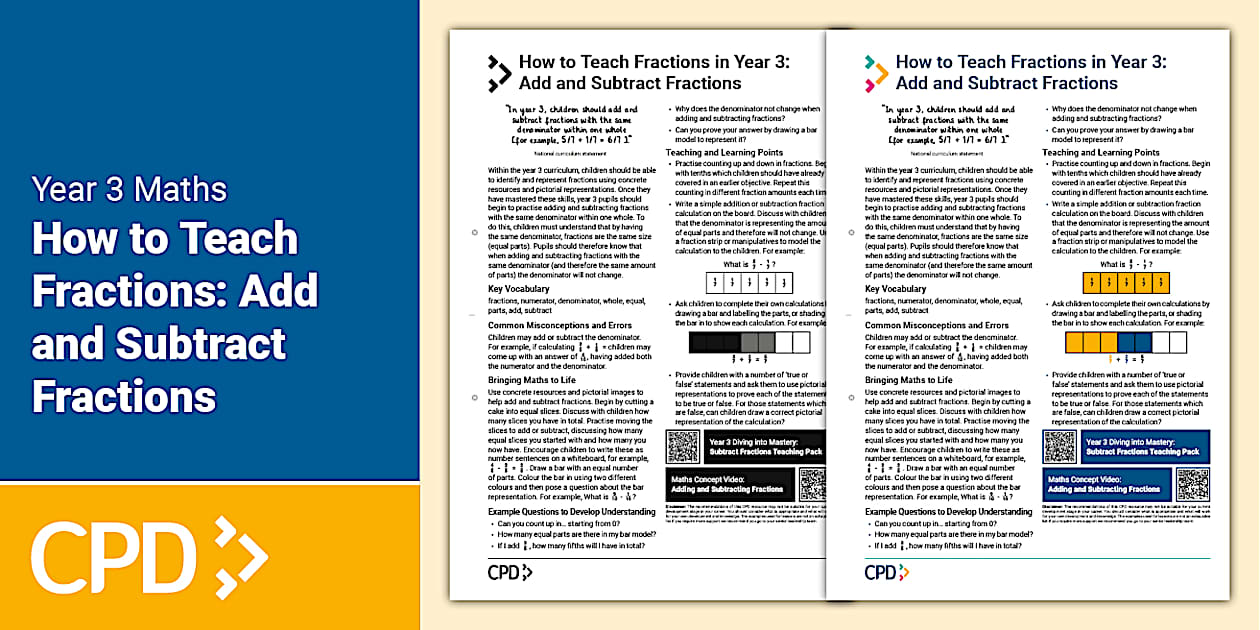 How to Teach Fractions in Year 3: Add and Subtract Fractions