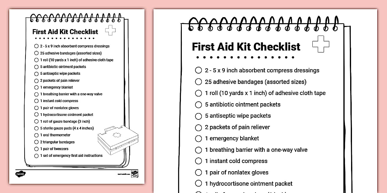 First Aid Kit Checklist (teacher made) - Twinkl