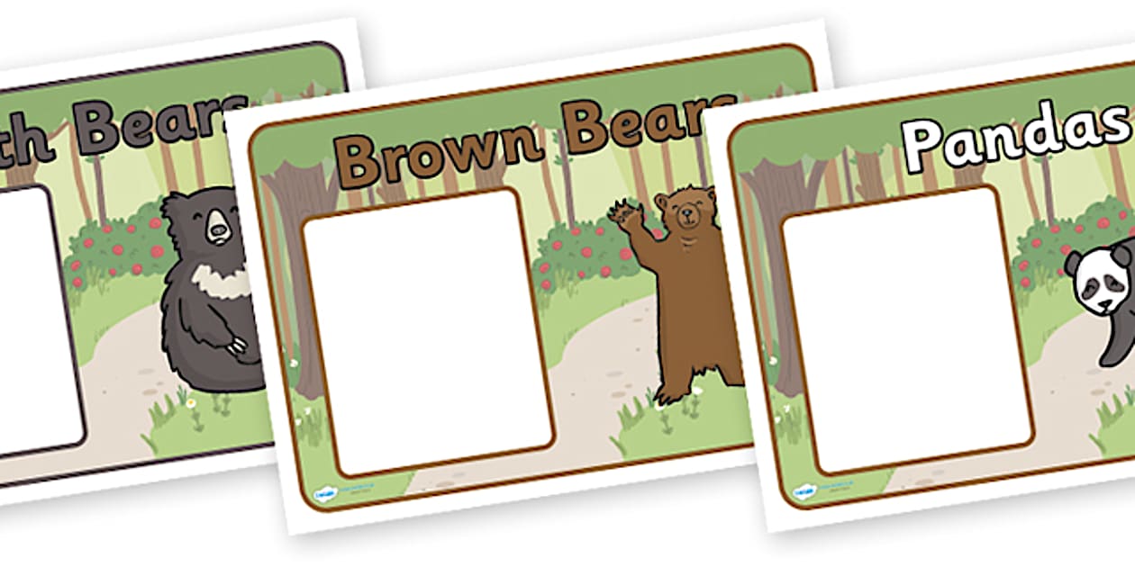 Editable Class Group Signs (Bears) (teacher made) - Twinkl