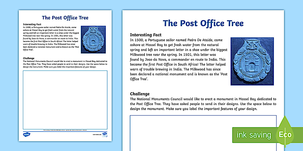 The Post Office Tree Worksheet / Worksheet - Twinkl