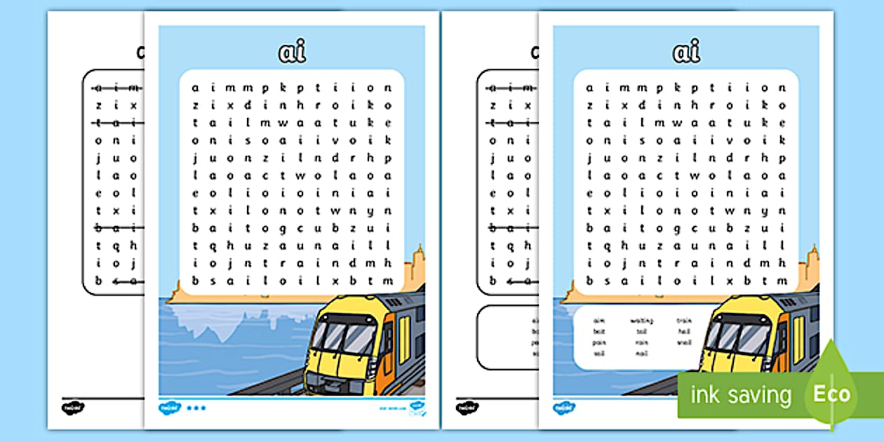 'ai' Digraph Differentiated Word Search (teacher made)
