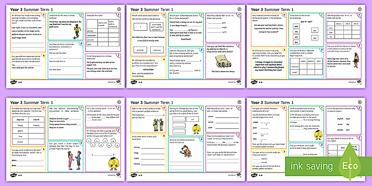 Year 3 Summer Term 1 SPaG Activity Mats (teacher made)