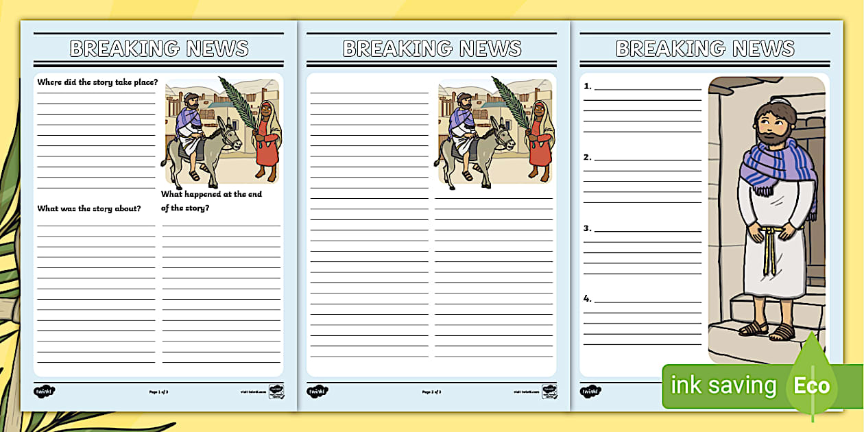 Palm Sunday Breaking News Newspaper Writing Frame
