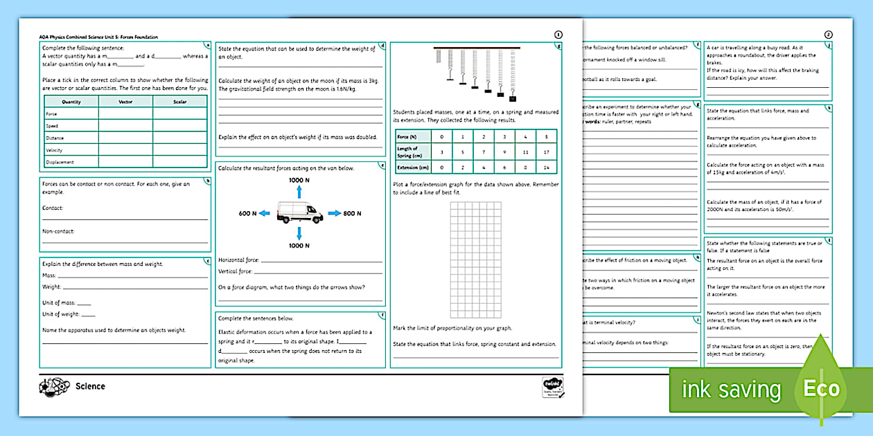 AQA Physics (Combined) Forces Foundation Revision | Beyond
