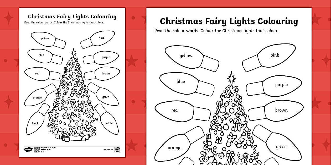 Christmas Fairy Lights Colouring Sheet - Twinkl