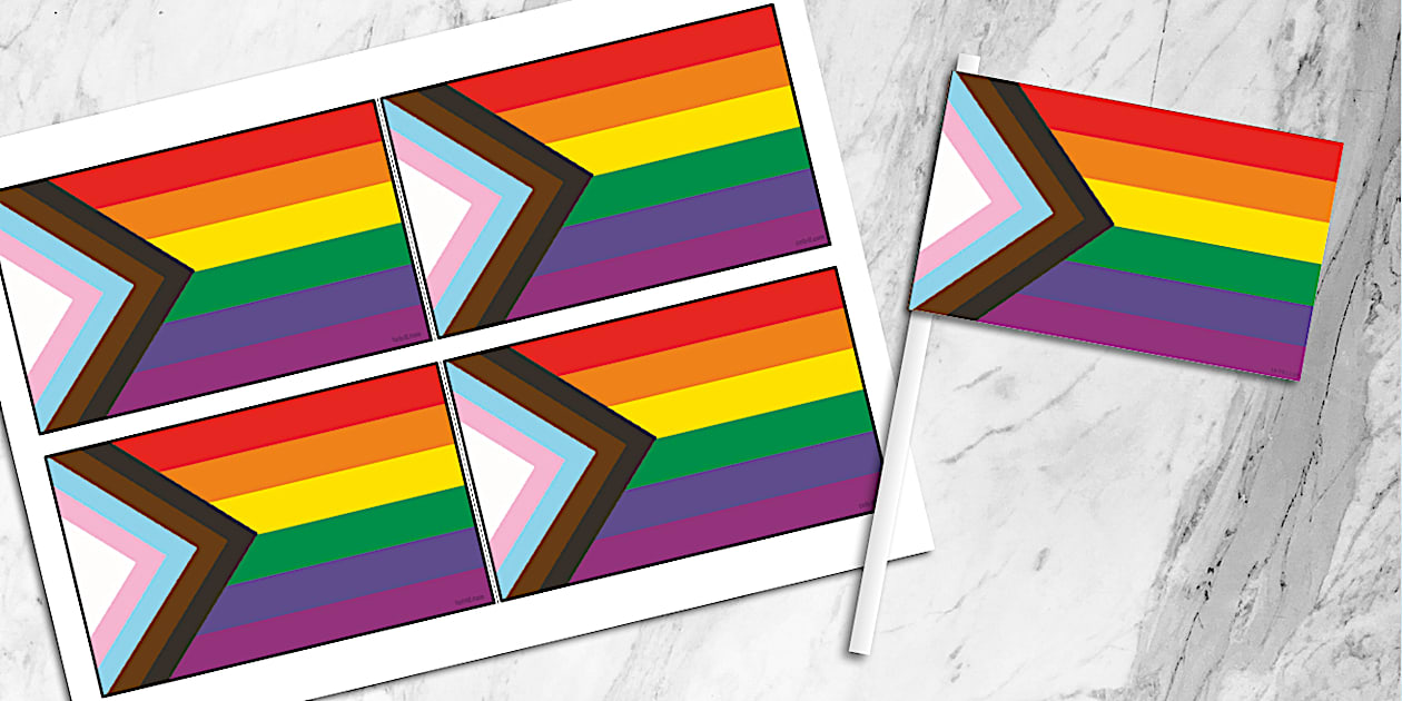 LGBTQ+ Progress Pride Handheld Flag | Twinkl Party - Twinkl