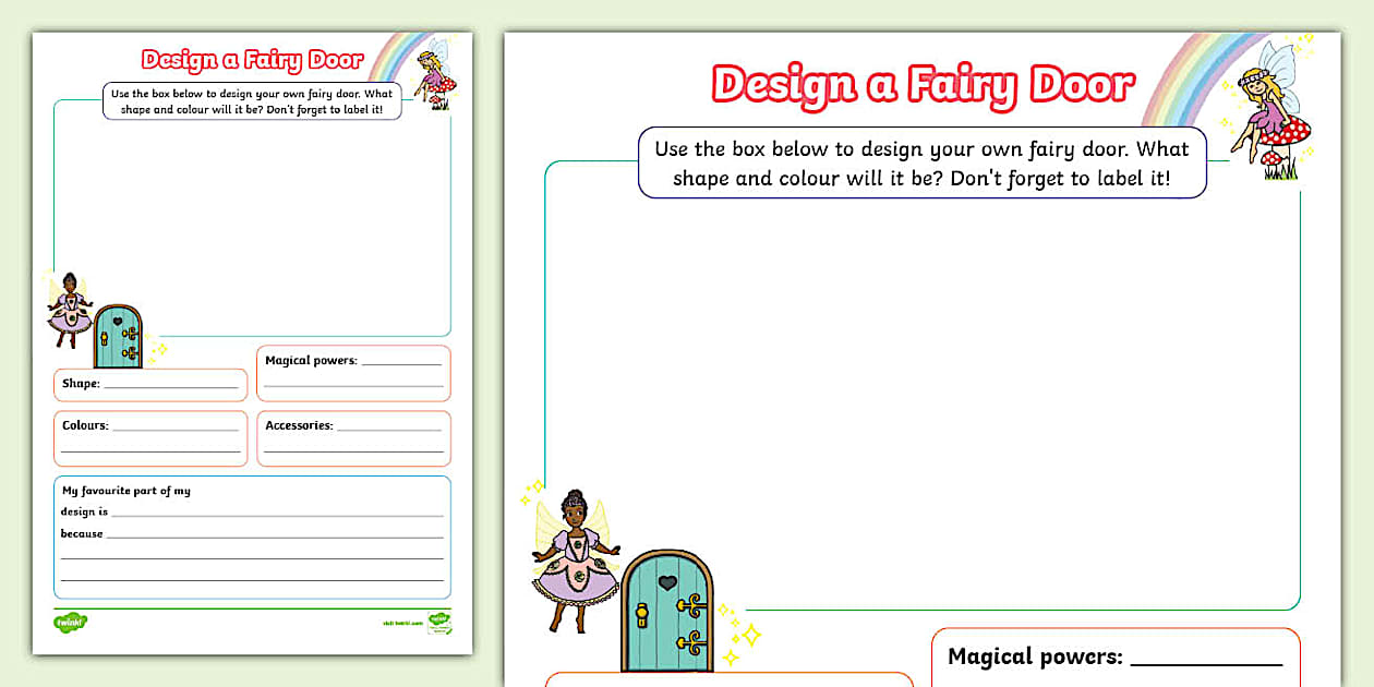 Design a Fairy Door Worksheet (teacher made) - Twinkl