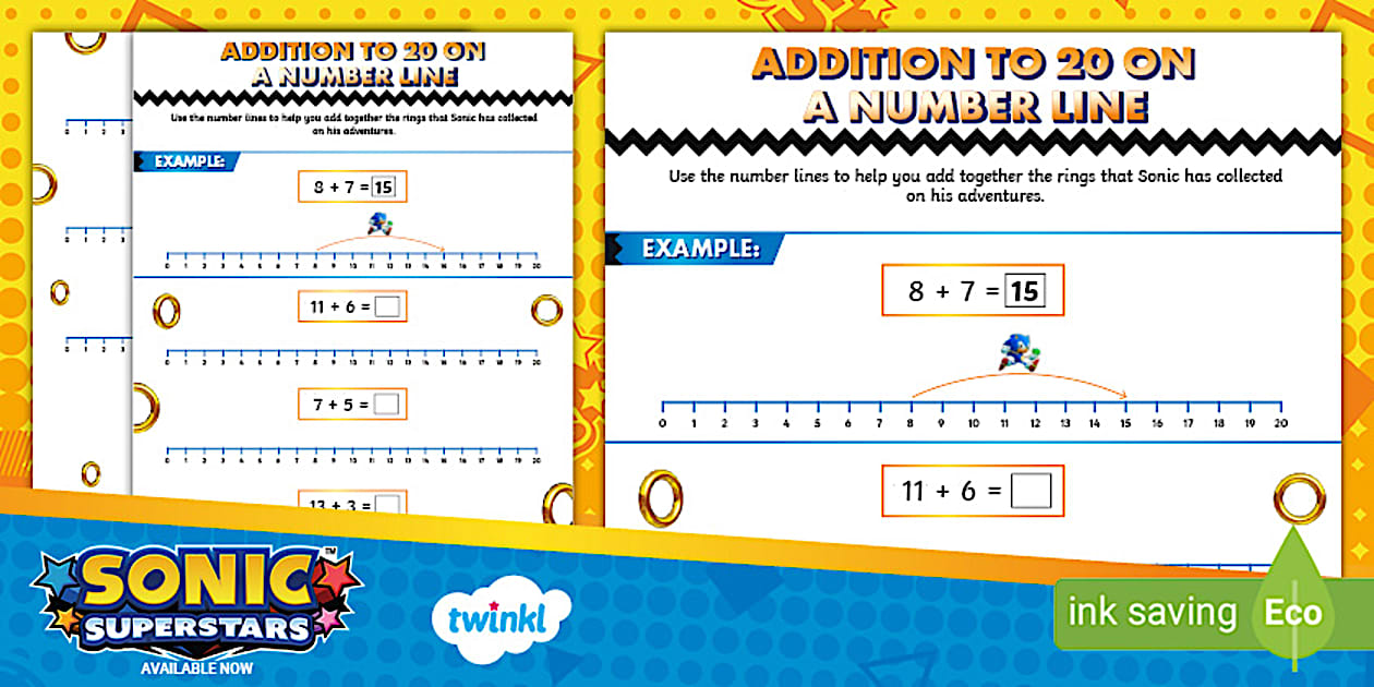 FREE! - 👉 Sonic: Addition to 20 on a Number Line - Twinkl