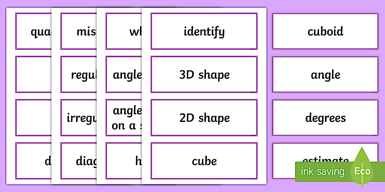Cursive UKS2 Properties of Shapes Key Word Cards - Twinkl