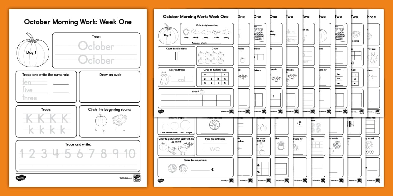 Printable Morning Work Kindergarten Bundle | Twinkl USA