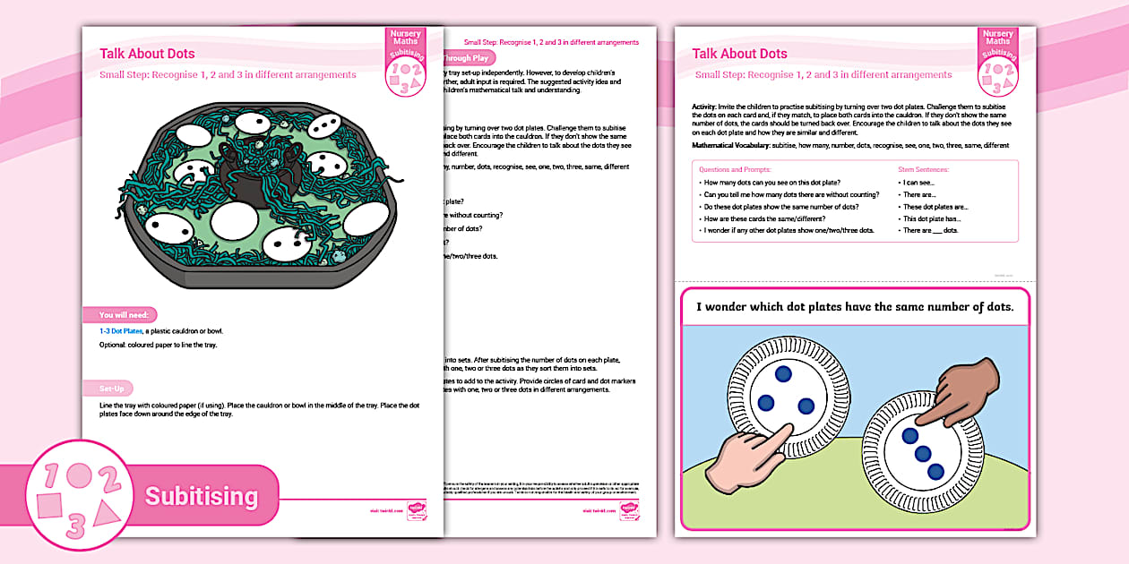 Kindergarten Nursery Maths Subitising Talk About Dots Activity Tray