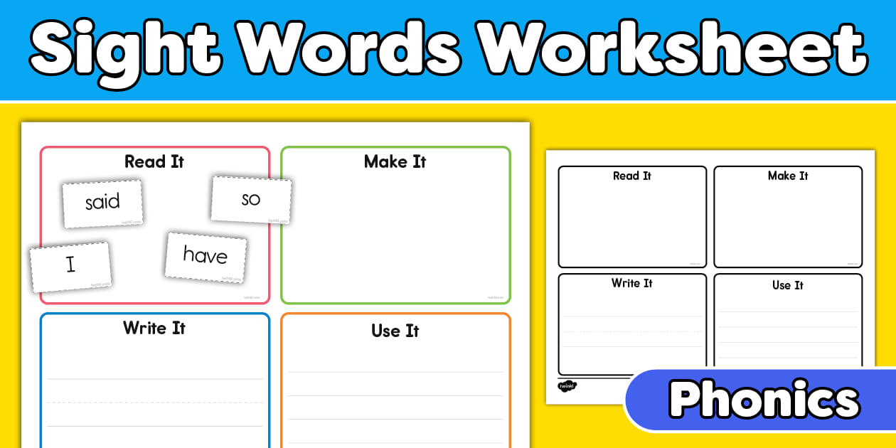 Sight Word Practice Worksheet | Twinkl USA