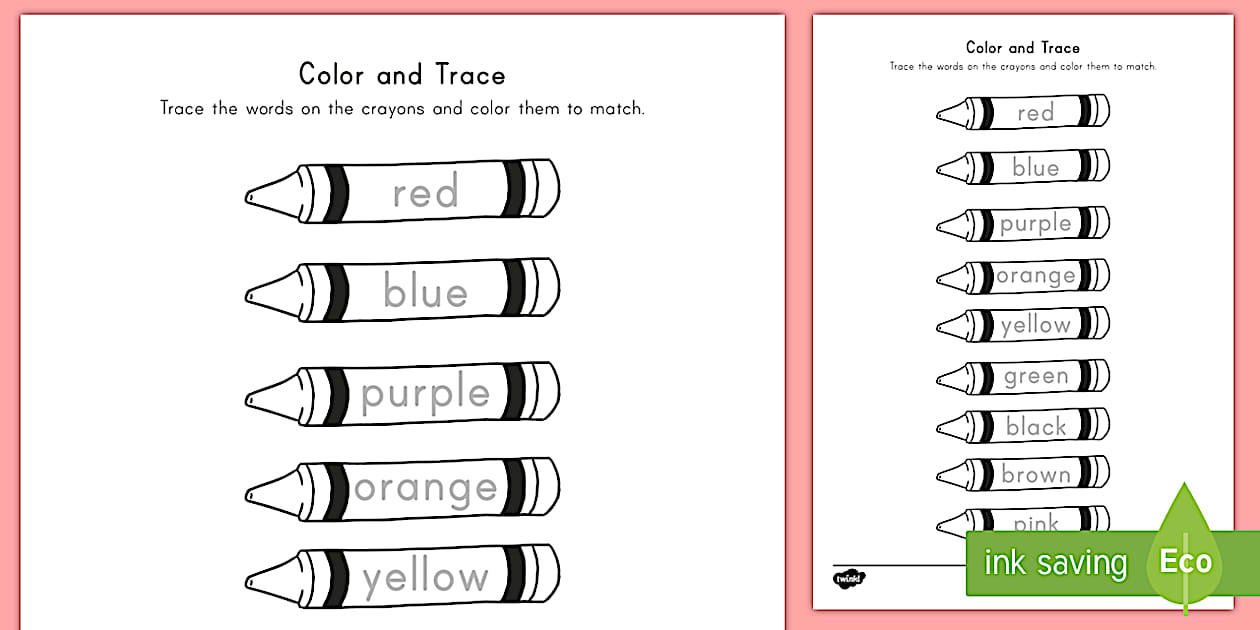 Editable Color and Trace Color Words Activity - Twinkl