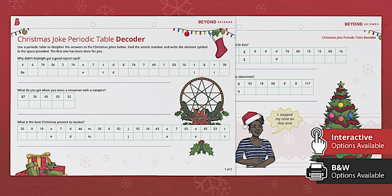 Christmas Joke Periodic Table Decoder (teacher made)