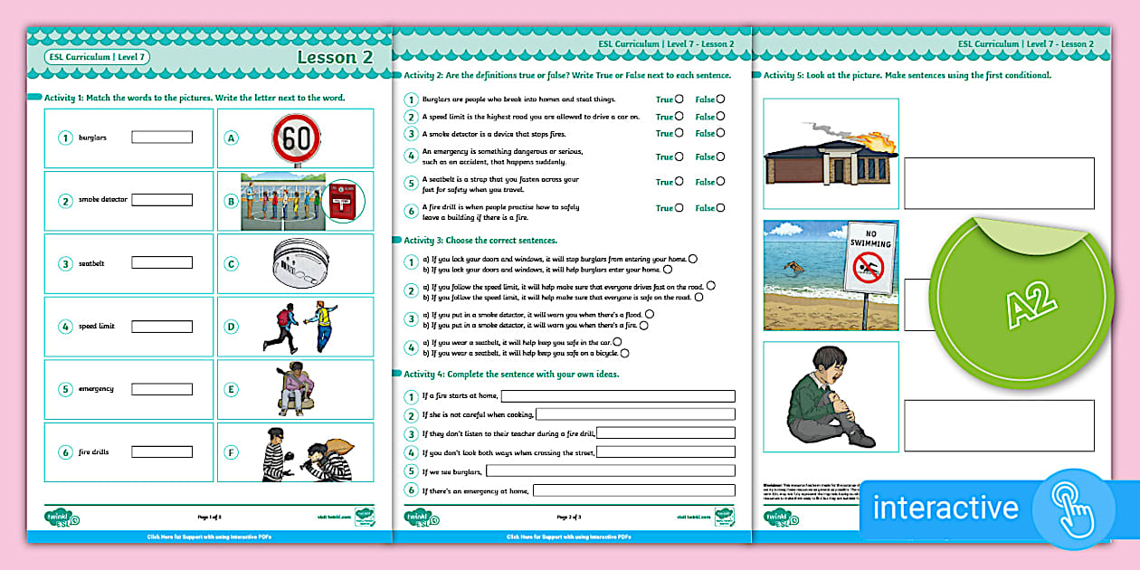 ESL Curriculum Level 7, Lesson 2 Interactive Worksheet