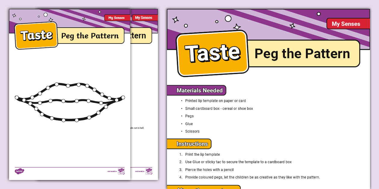 Taste Peg Pattern Activity Sheet (teacher made) - Twinkl
