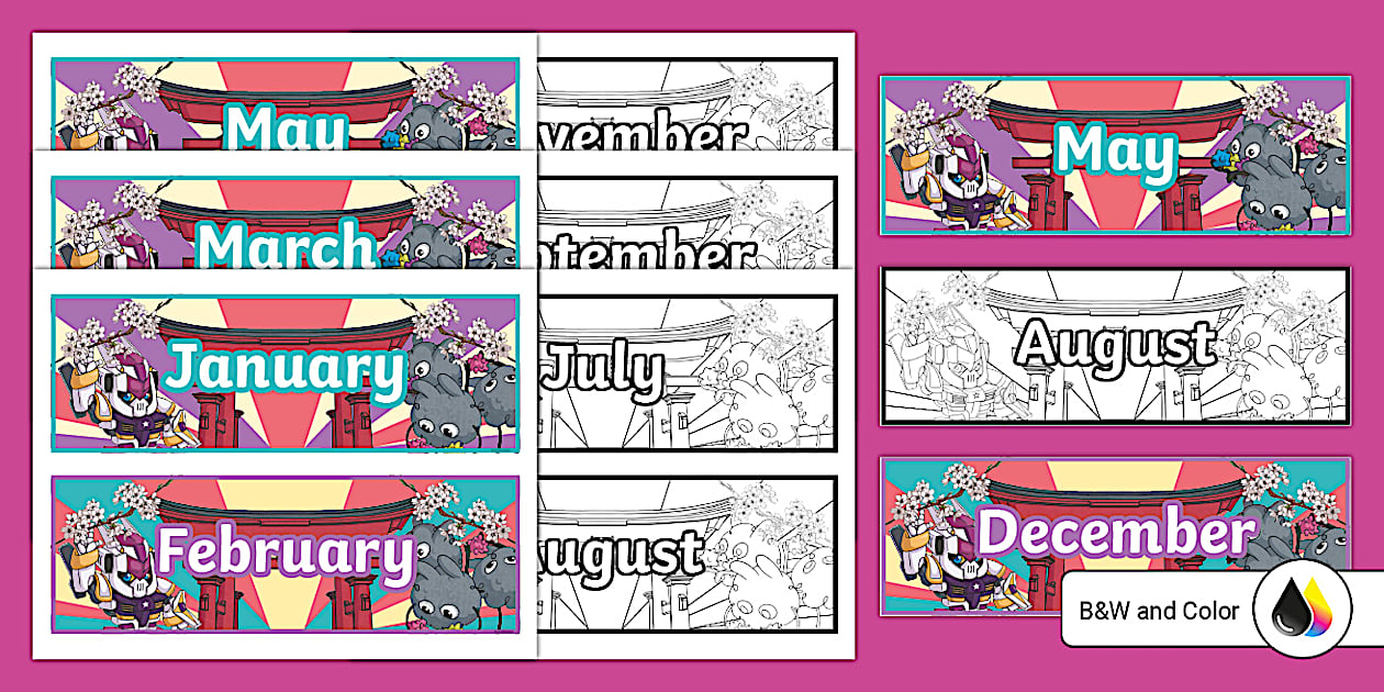 "ANIME-zing" Class Months of the Year Labels (teacher made)