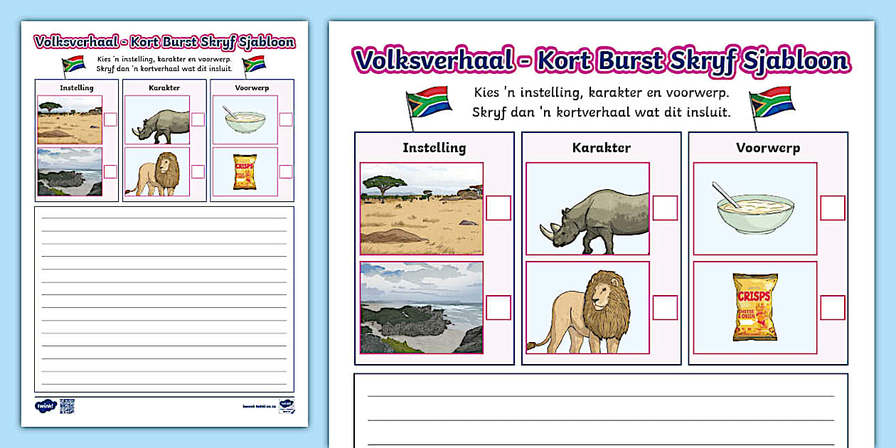 * NEW * Intermediêrefase Afrikaans - Volksverhaal - Kort Burst Skryf ...